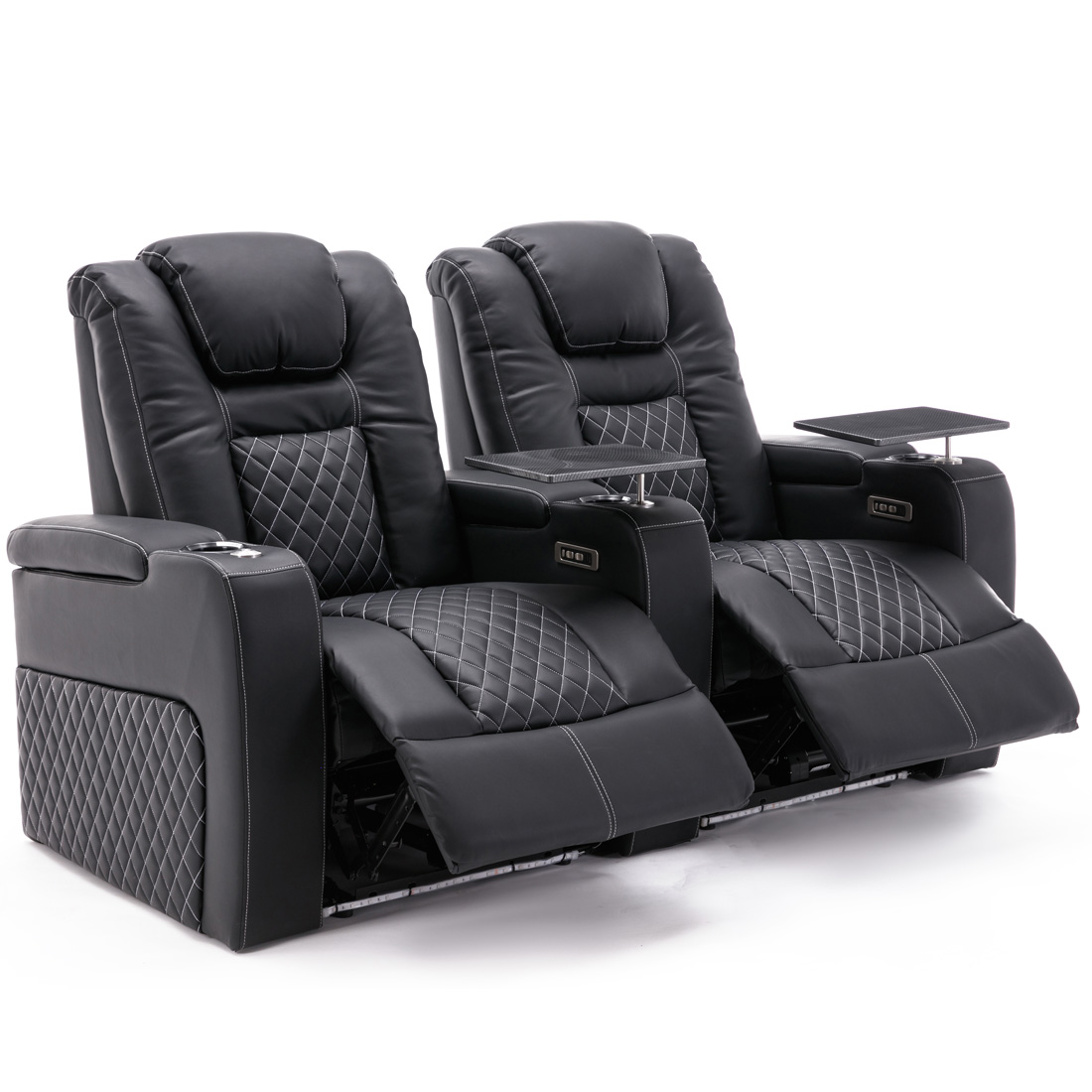 BROADWAY CINEMA 1,2,3,4 SEATER CHAIR BLACK / WHITE WITH TRAY AND ...