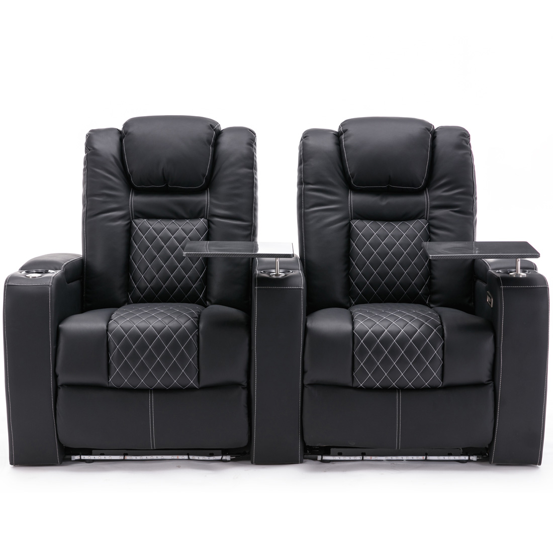 BROADWAY CINEMA 1,2,3,4 SEATER CHAIR BLACK / WHITE WITH TRAY AND ...