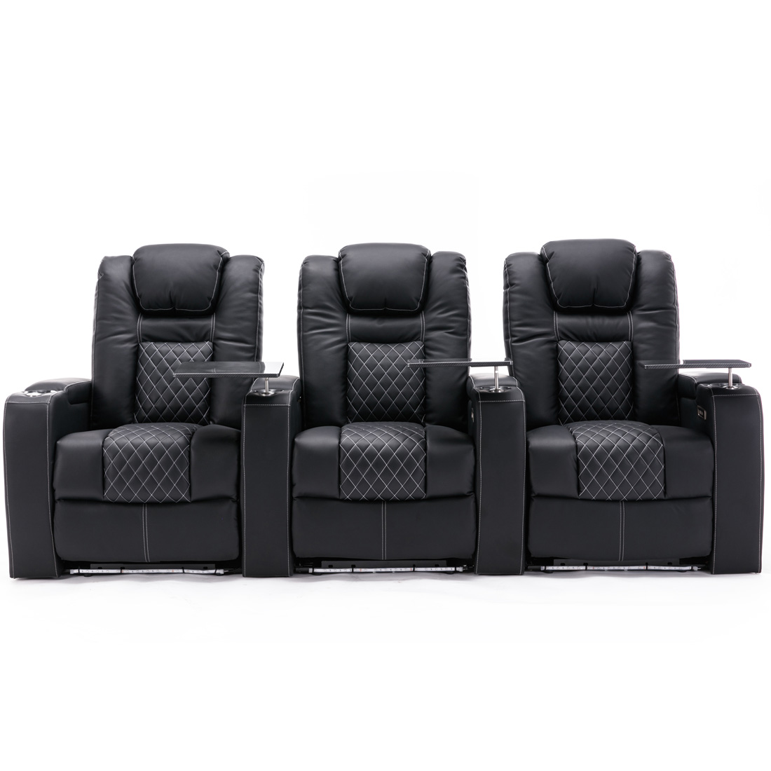 BROADWAY CINEMA 1,2,3,4 SEATER CHAIR BLACK / WHITE WITH TRAY AND ...