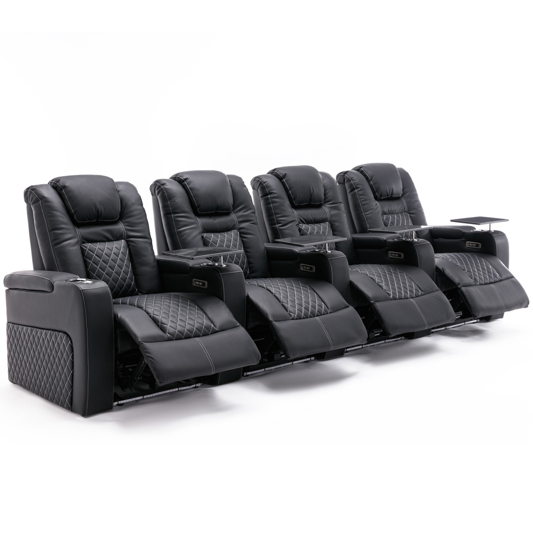 BROADWAY CINEMA 1,2,3,4 SEATER CHAIR BLACK / WHITE WITH TRAY AND ...
